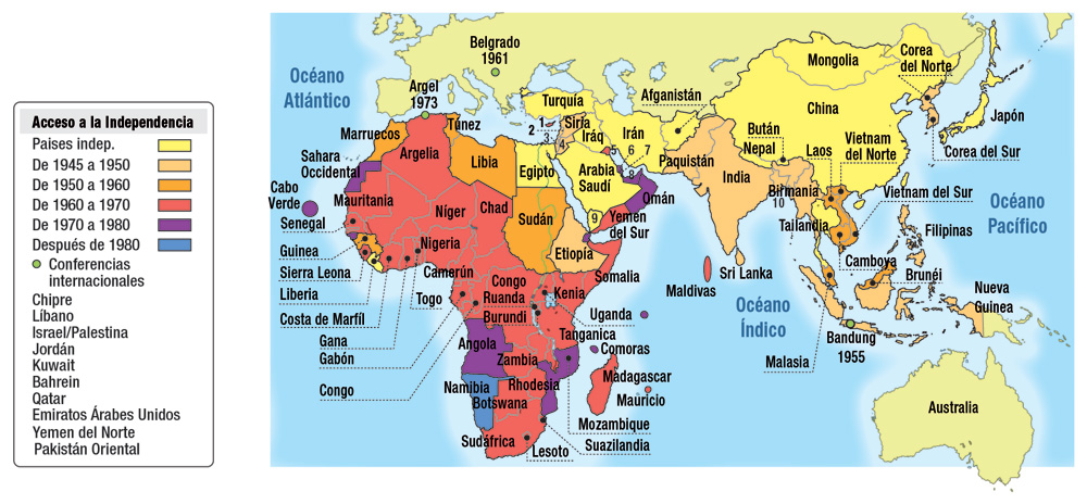 Xeografía e Historia: Mapa del proceso de descolonización