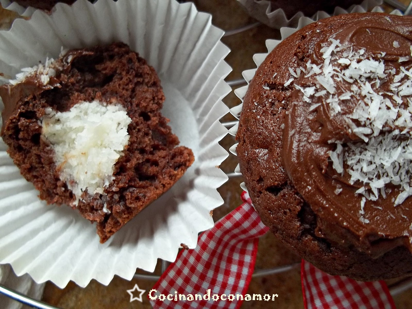 Cocinandoconamor: Choco-mufins corazón de coco.