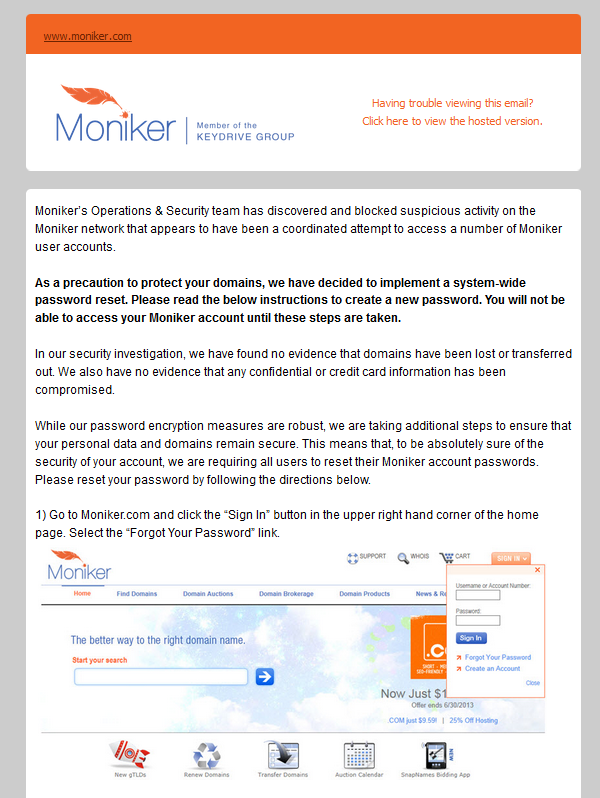 Dynamoo's Blog: Moniker "Security Notice: Service-wide Password Reset ...