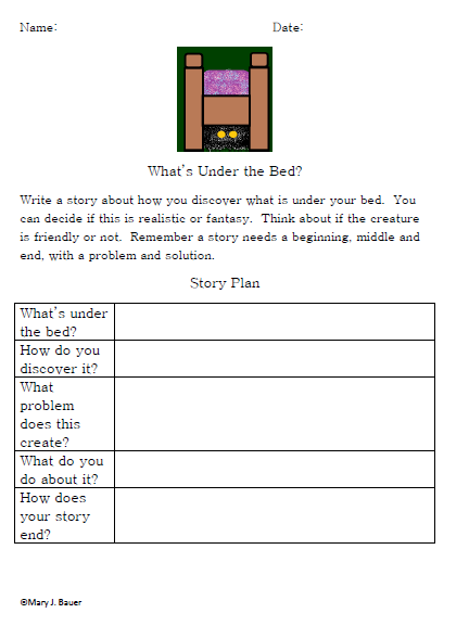 October Writing Prompt: What's Under the Bed? - Classroom Freebies