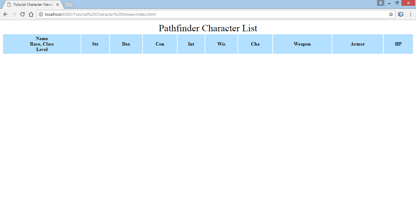 d100 Mechanic: Simple Character Viewer Tutorial: writing HTML tables ...