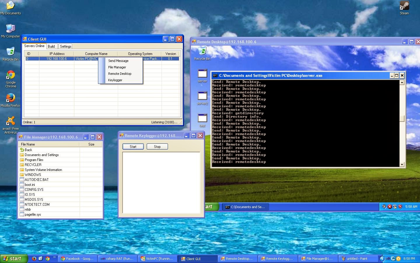 Malware Code: c# RAT (Remote Administration Tool) Tutorial