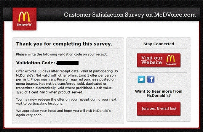 Mcdvoice Survey @ www.mcdvoice.com Mcdonald's Survey