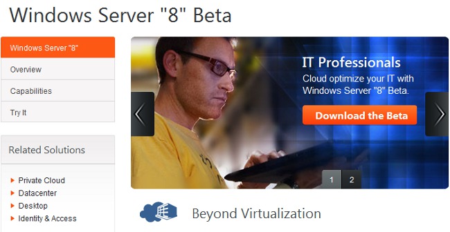 La beta de Windows 8 Server también está disponible para su descarga ...