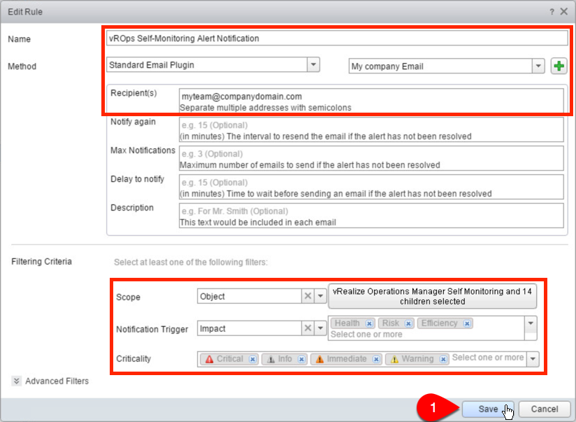 VMware vROps - vROps Self-Monitoring Alerts and Notifications