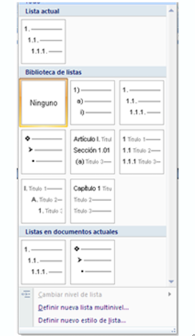 PRACTICA 1 : USO DE ALINEACION Y LISTA MULTINIVEL