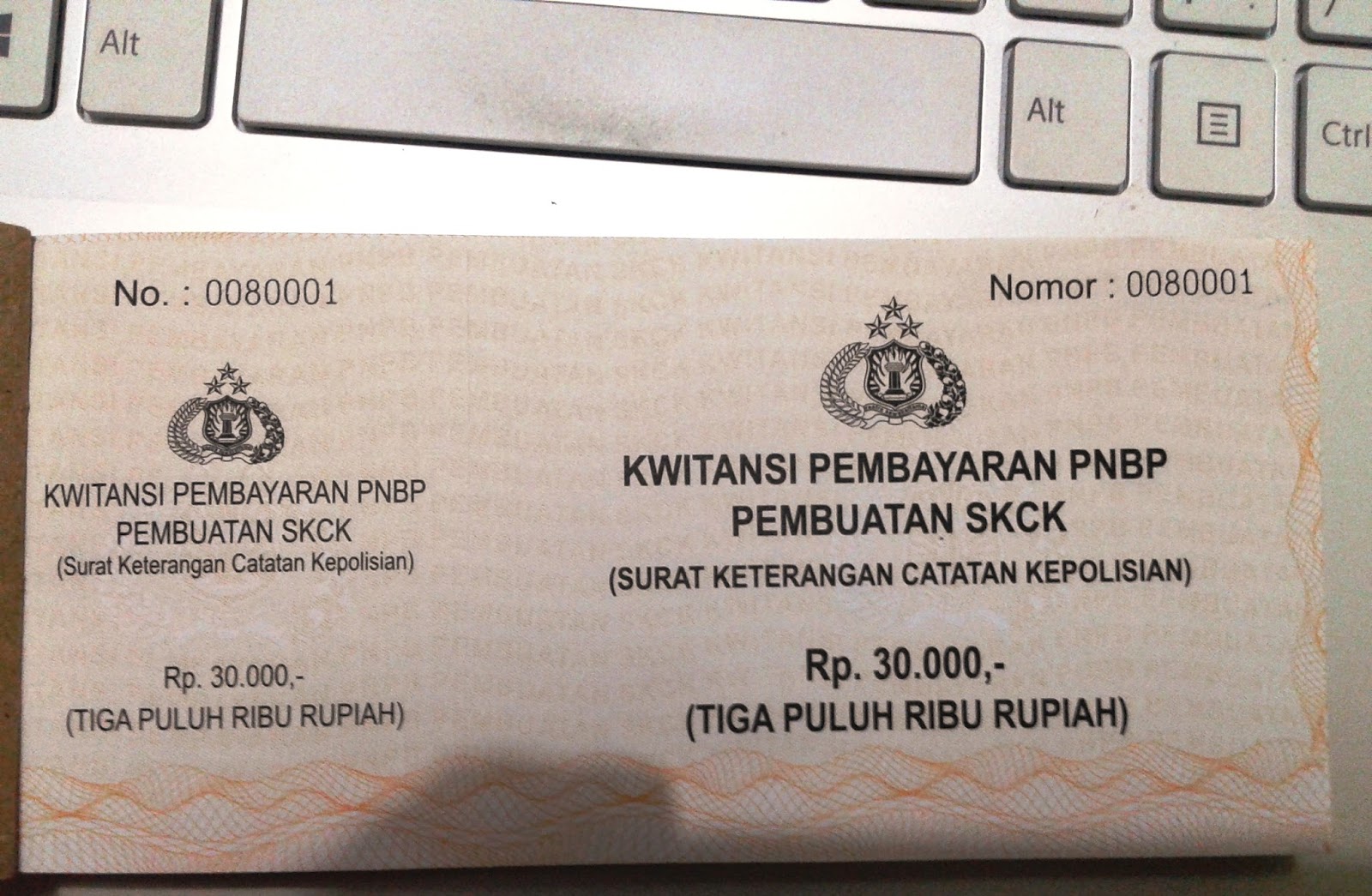 MINTALAH KWITANSI BUKTI PEMBAYARAN PNBP SKCK