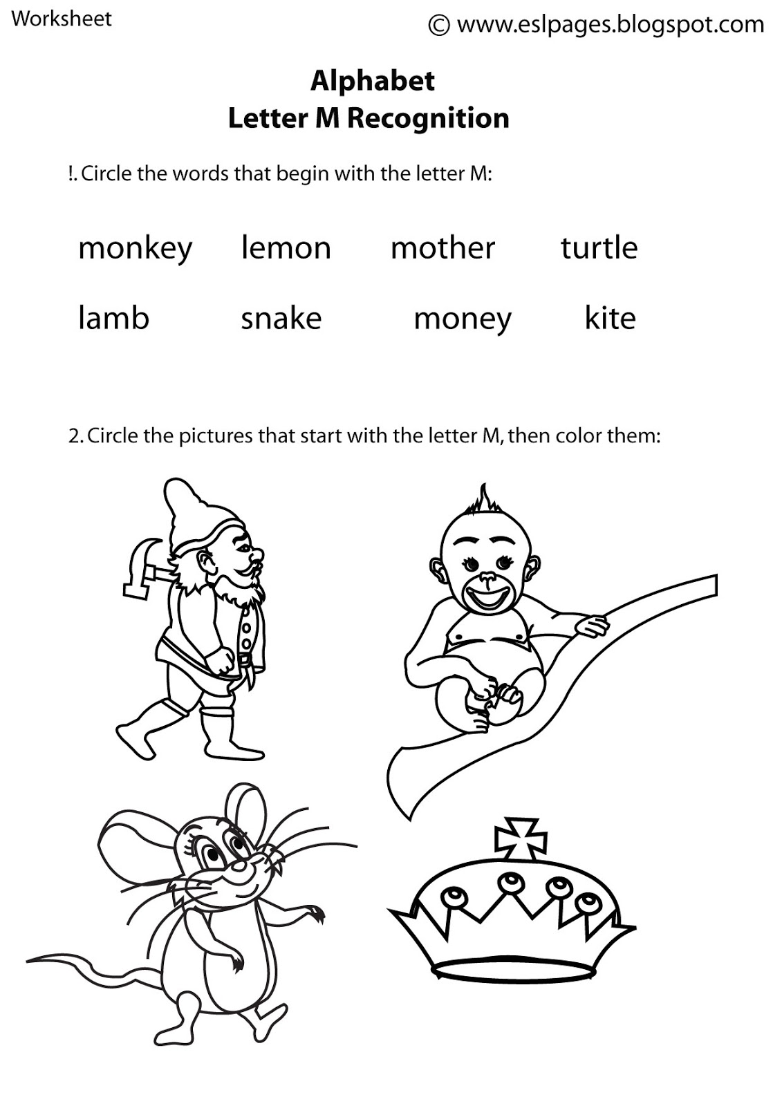 Esl Pages: Alphabet worksheets