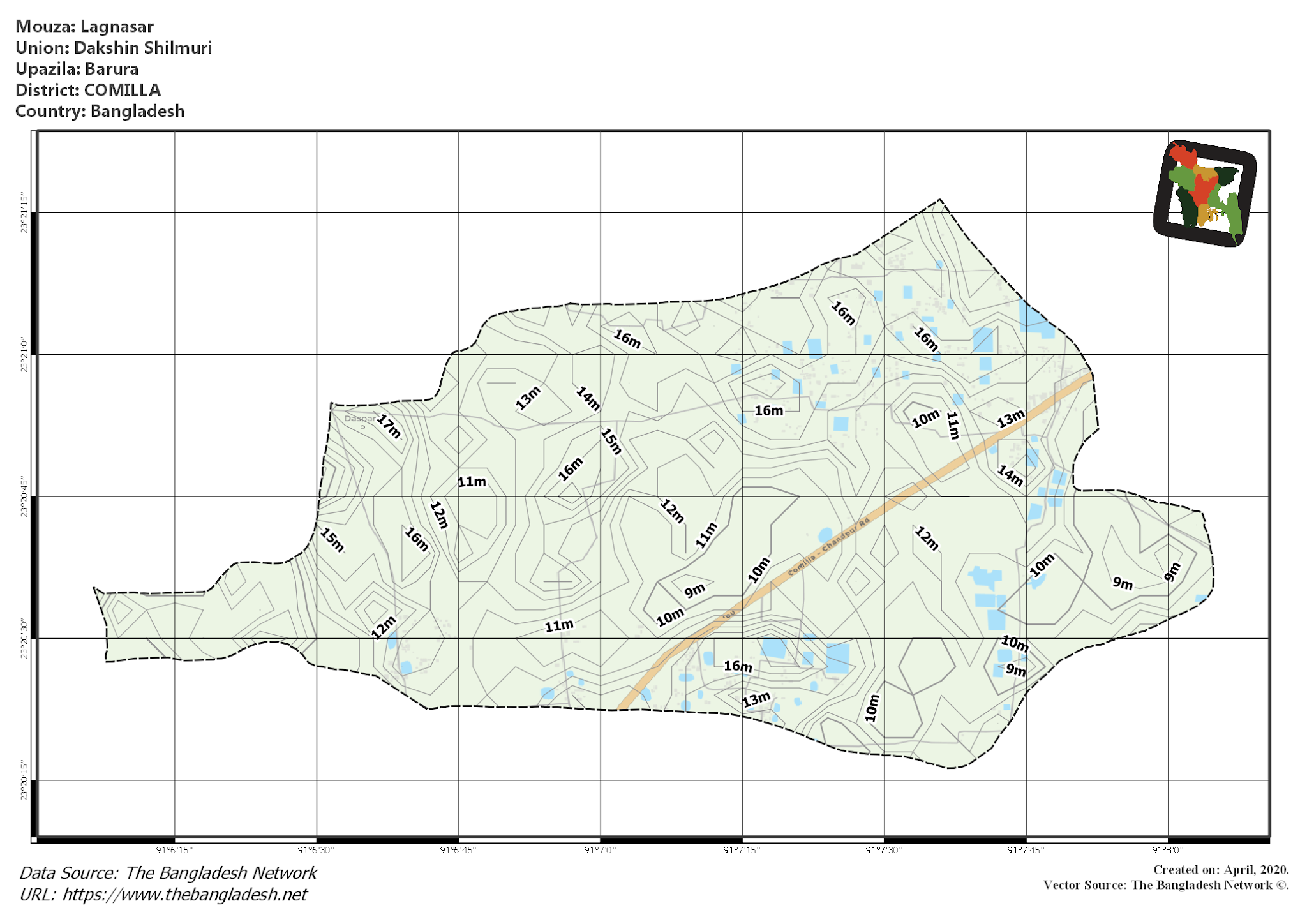 Map of Lagnasar Mouza, Barura, Comilla
