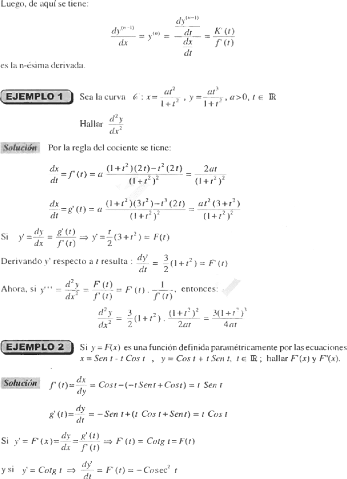 DERIVACION PARAMETRICA EJERCICIOS RESUELTOS PDF