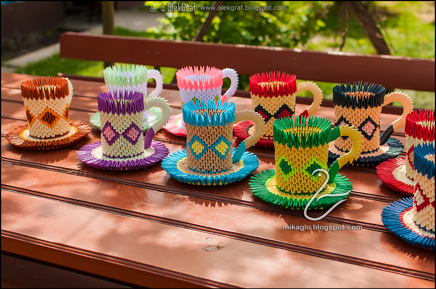Origami 3d - mikaglo: 563. Filiżanki z origami / 3d origami tea cups