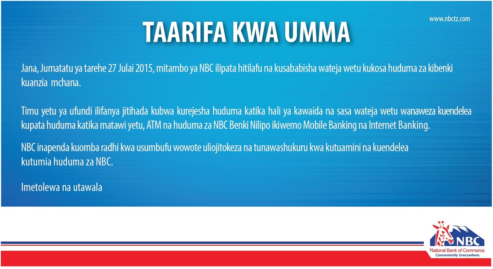 Kitomari Banking & Finance Blog: NATIONAL BANK OF COMMERCE (NBC) PRESS ...