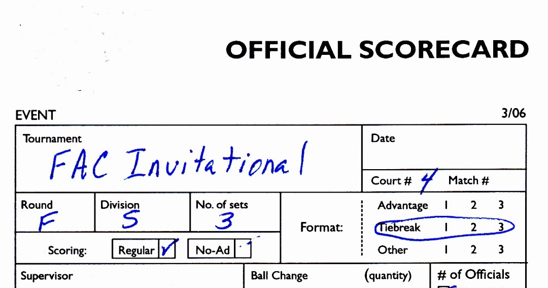 Metroplex Tennis Officials Association: Scorecard Instructions