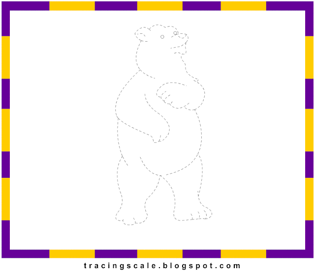 Free Tracing worksheet Printable: Bear Tracing