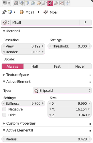 Small Blender Things: Change the radius and type of metaball elements