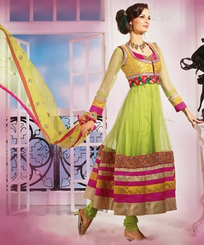 Front Open Double Shirts Designs | Double Shirt Anarkali Suits 2013-14 ...