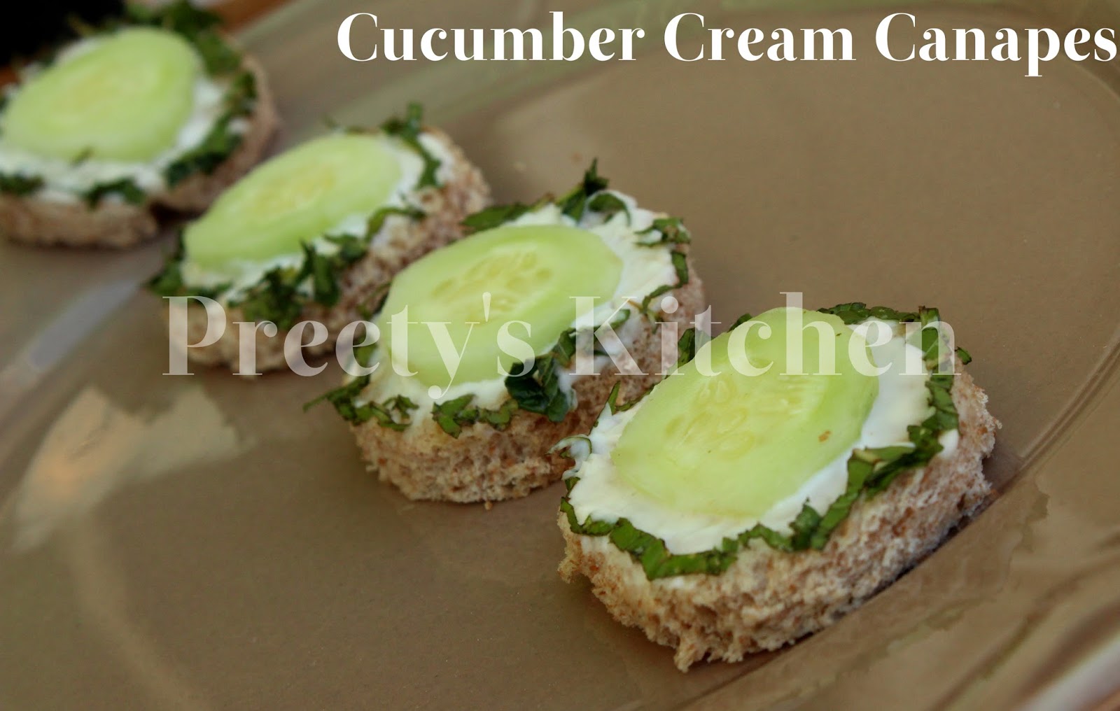 Preety's Kitchen: Cucumber Cream Canapes/ Mini Party Appetizer / Finger ...