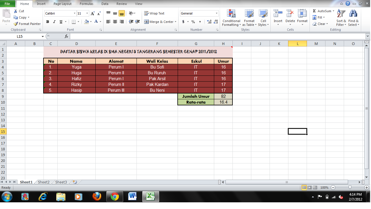 Day By Day: Tugas TIK membuat Microsoft Excel Part 2