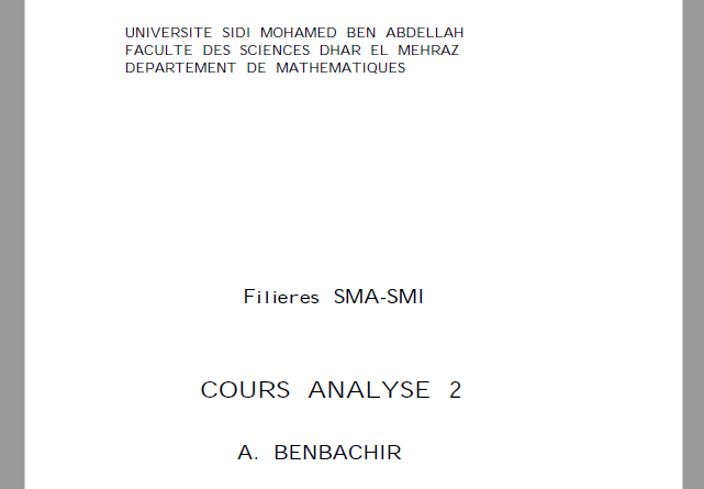 Cours analyse 2 SMIA S2 PrepaSUP