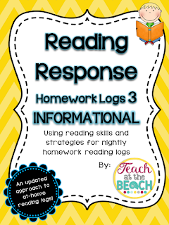Teach at the Beach: Reading Response Homework Logs
