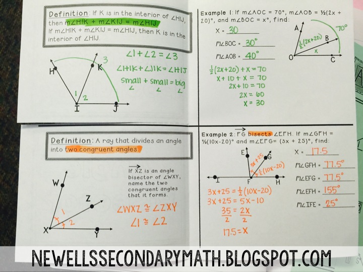 Angle Addition and Angle Bisector Foldable | Mrs. Newell's Math