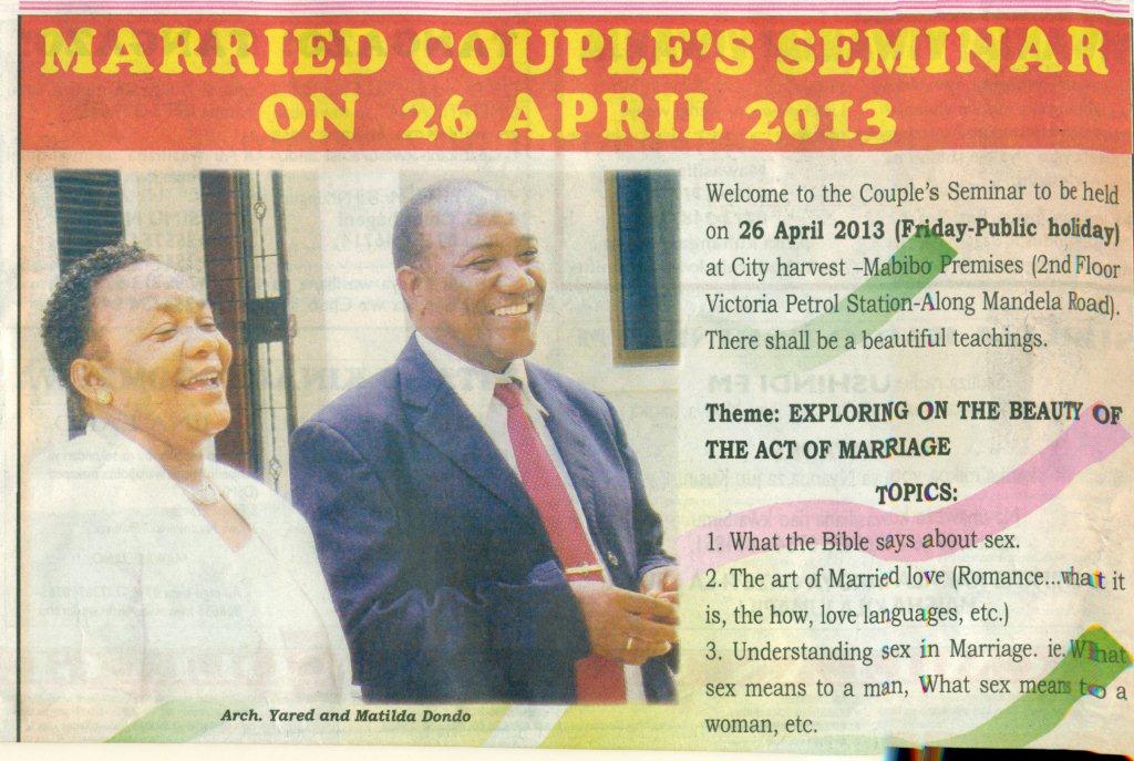 Rejoice and Rejoice: Welcome to Married Couples Seminar .........A ...