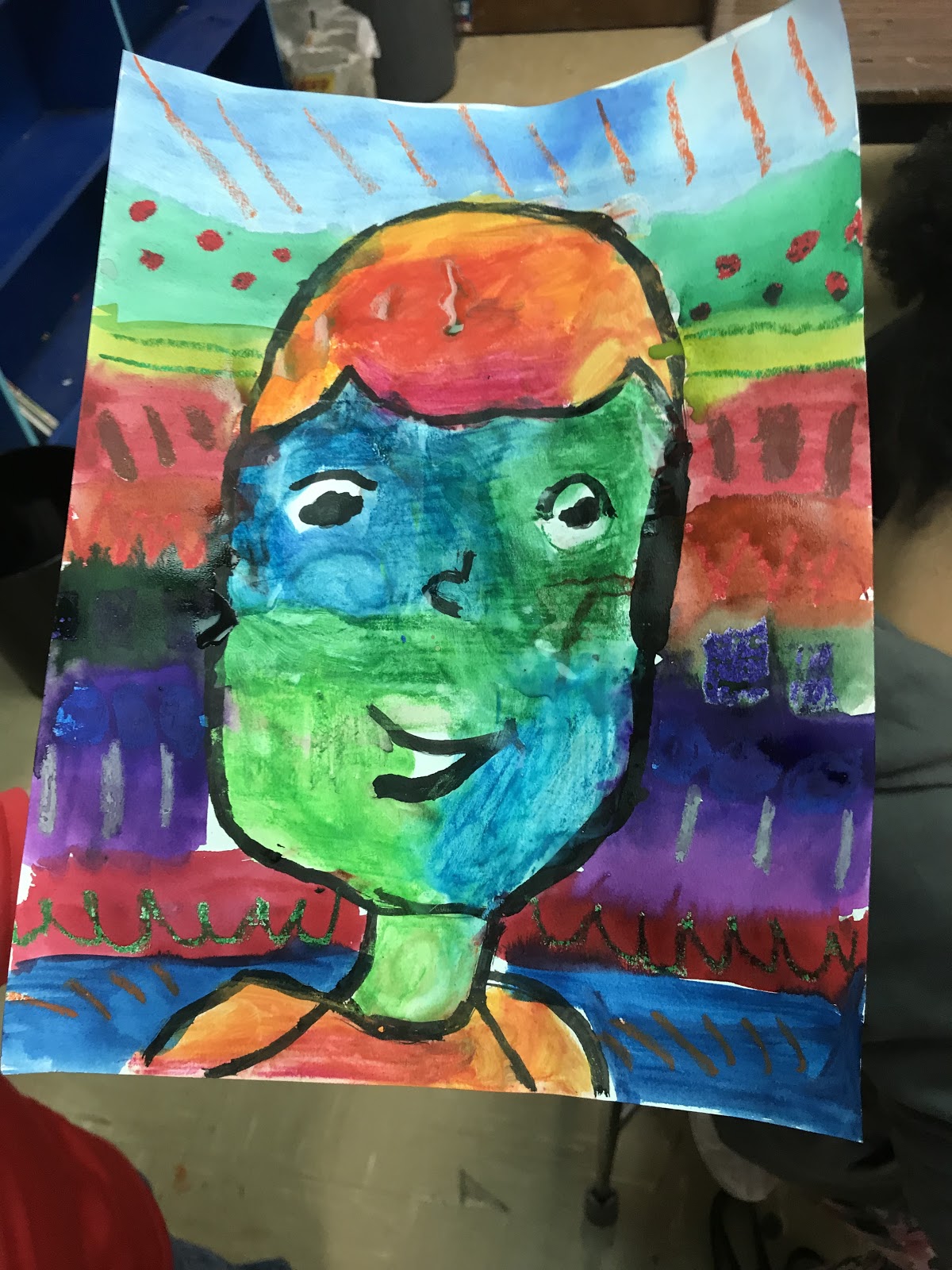 Elements of the Art Room: Colorful 5th grade Self Portraits