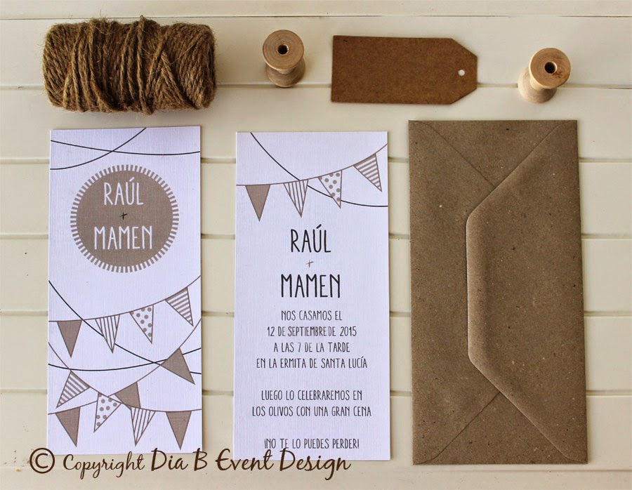 Dia B: Invitaciones Rústicas Banderines