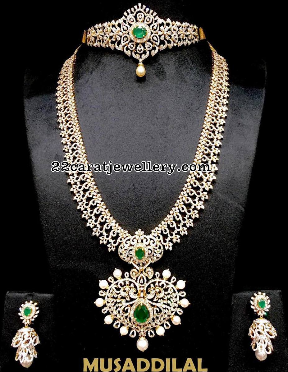 Diamond Long Set 2 in 1 Choker by Musaddilal - Jewellery Designs