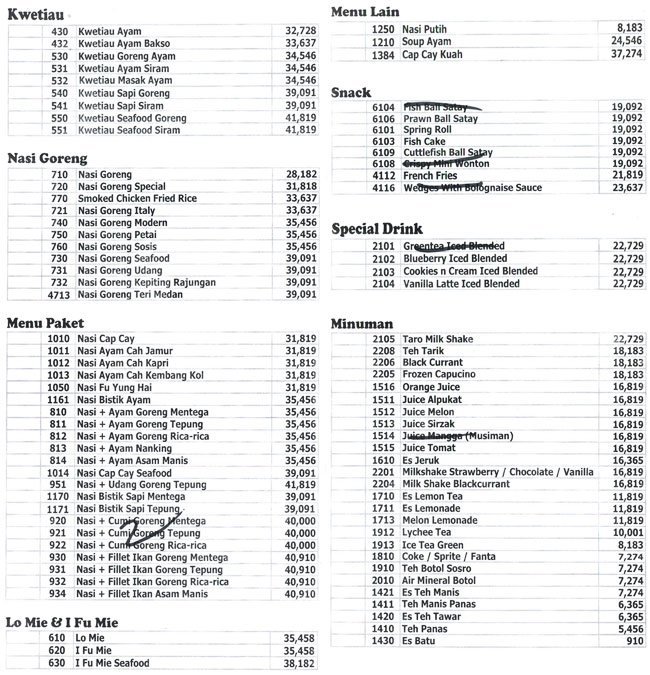 Harga Menu Solaria Kelapa Gading Restoran Barat