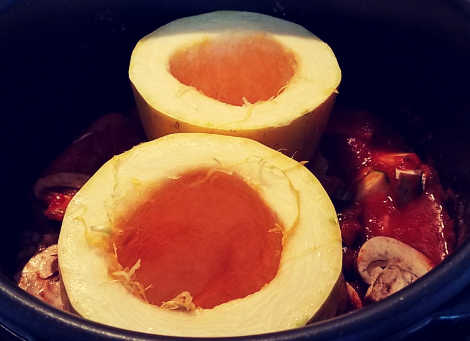 Pressure Cooker Spaghetti Squash with Black Bean Meatballs in 8 Minutes.