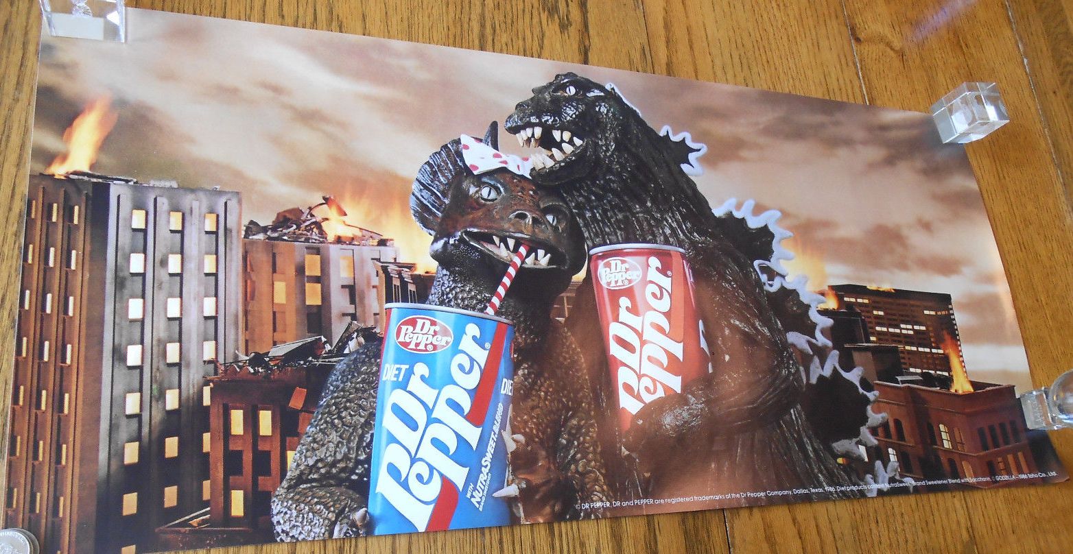 the sphinx: Godzilla / Dr. Pepper Store Display Poster (Dr. Pepper, 1986)