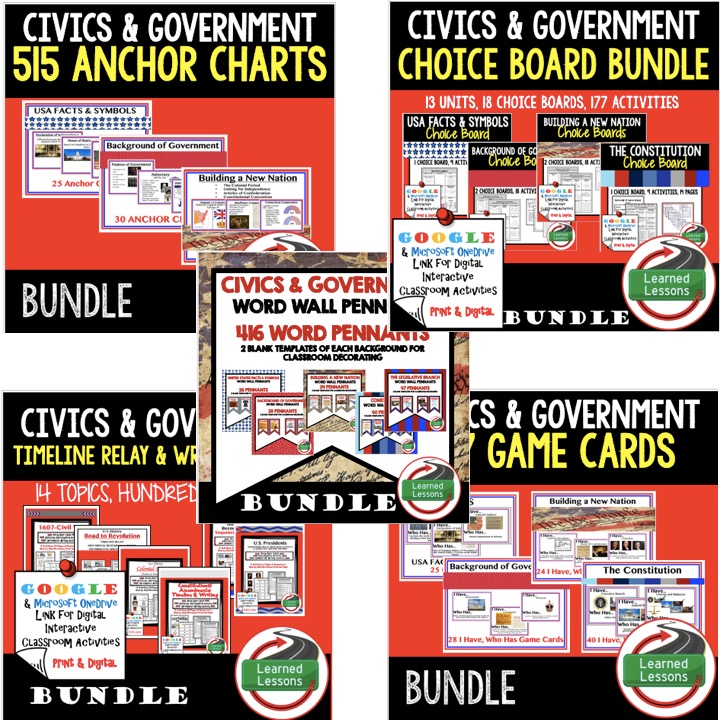 Civics and Government Mega Bundle, Civics Curriculum - Learned Lessons ...
