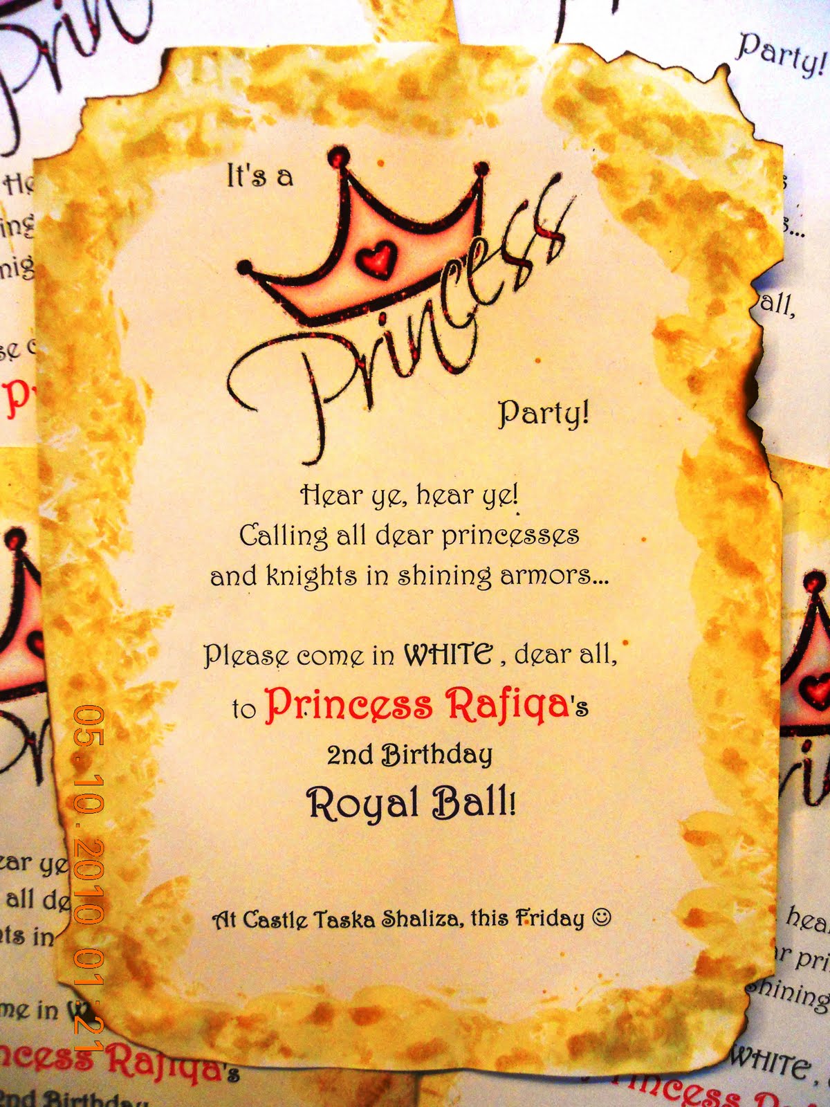 Kids Fun Party: PRINCESS RAFIQA's 2nd Birthday ROYAL BALL INVITATION