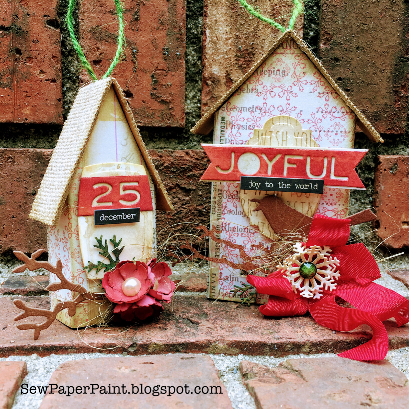 SewPaperPaint: Tim Holtz Tiny House Christmas Ornaments