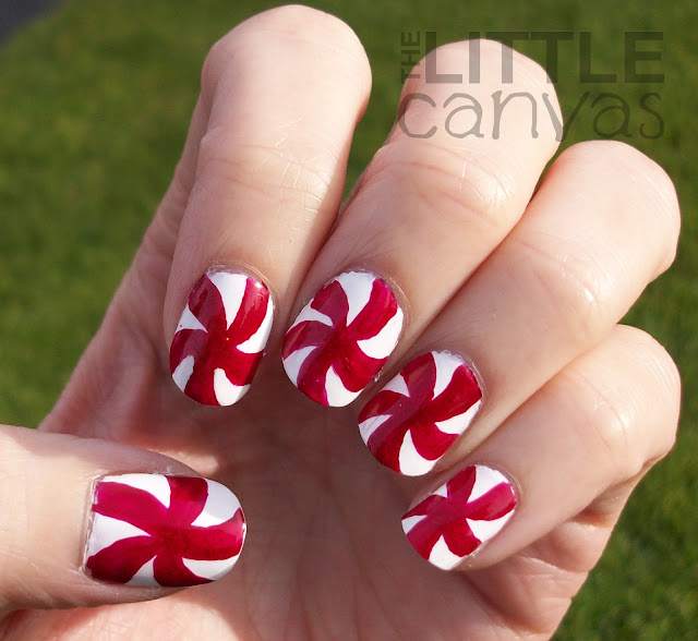 Peppermint Candy Nail Art - The Little Canvas