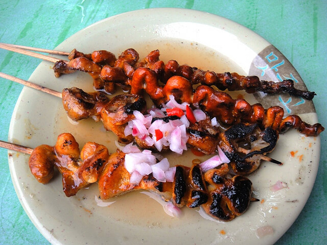 Filipino Street Food: Isaw: Grilled Chicken intestine