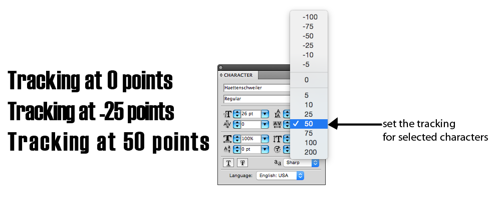 Vector a Logo in Illustrator: Character Dialog Box in Typography.