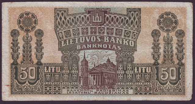 Lithuania money Litas 50 Litu banknote of 1922 Gediminas Grand Duke of ...