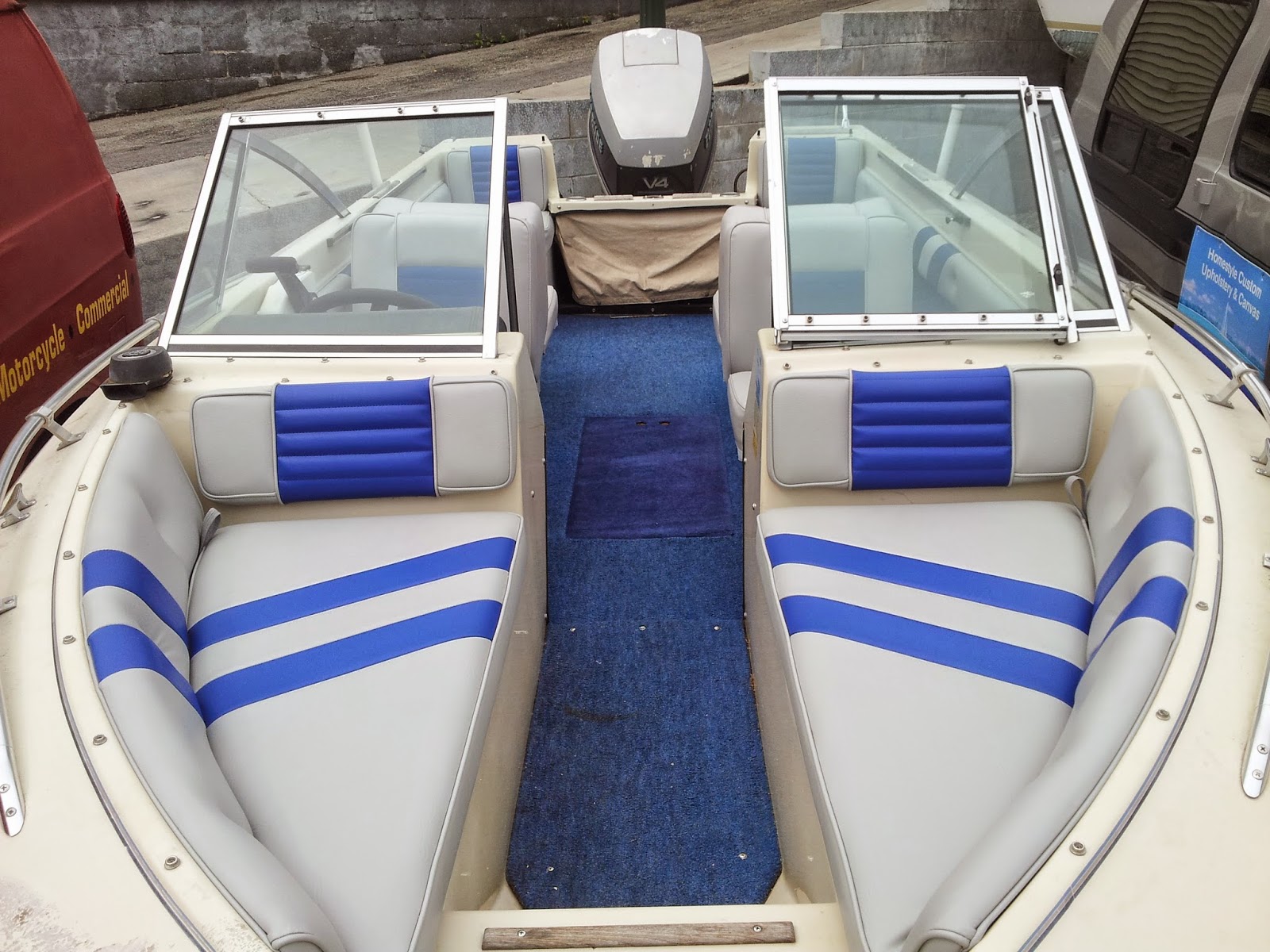 Homestyle Custom Upholstery and Awning: Custom Two Tone Boat Interior ...
