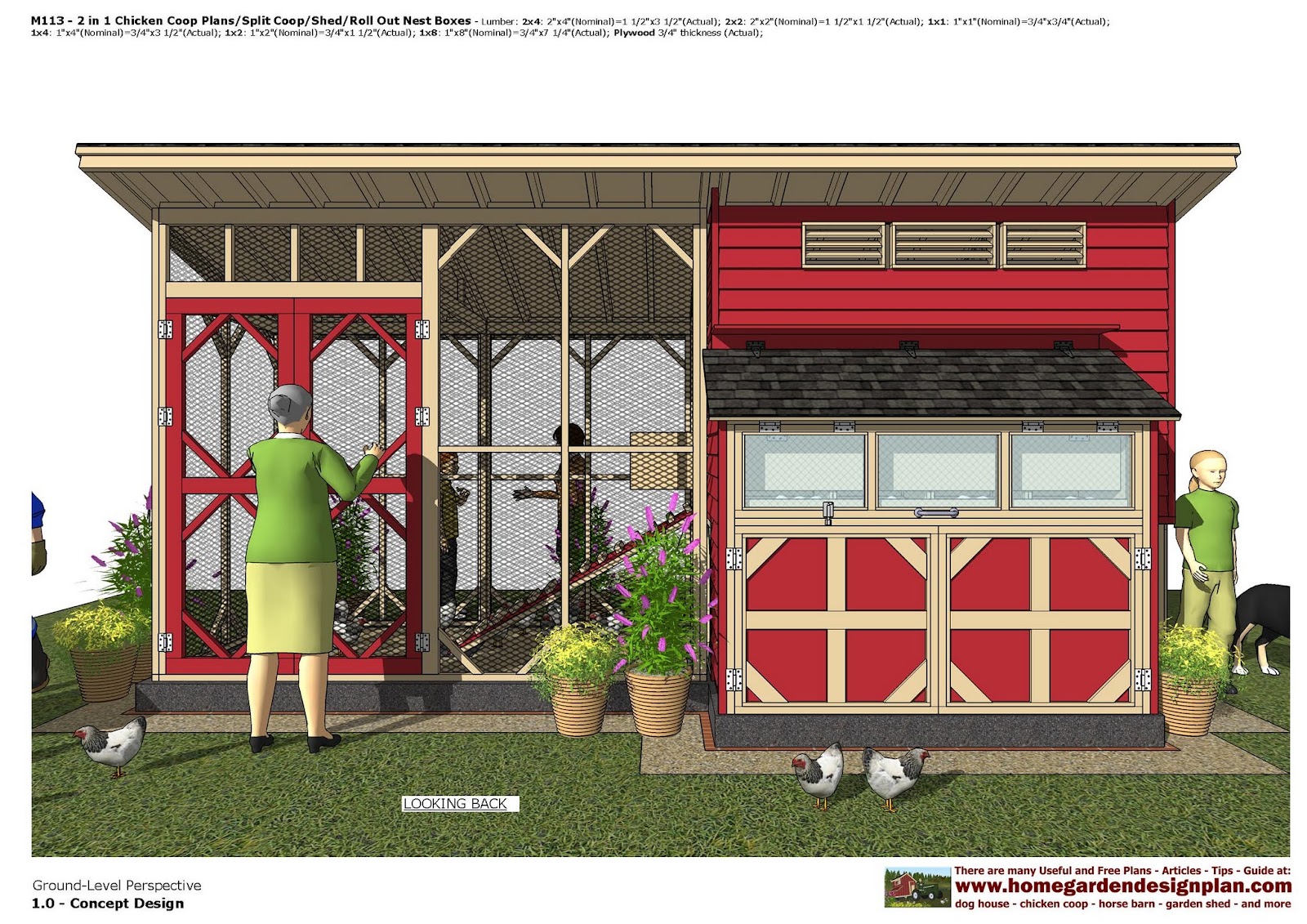 M113 _ ii inward i Chicken Coop Plans - Split Chicken Coop - Storage ...