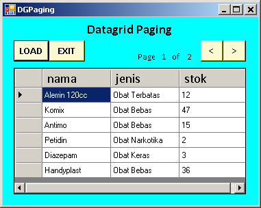 Belajar Aplikasi Visual Basic.Net 2008: Cara Melakukan Paging Datagrid di VB.Net 2008