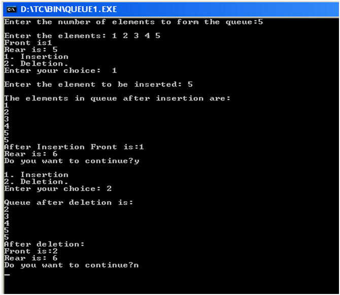 C Programs Programe To Insert And Delete An Element In A Queue