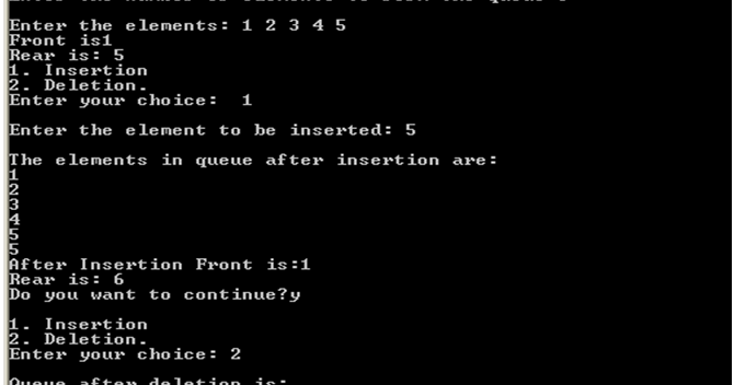 c++ programs: PROGRAME TO INSERT AND DELETE AN ELEMENT IN A QUEUE.