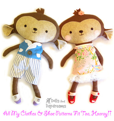 Dolly Donations: Monkey Softie Stuffed Toy PDF Sewing Pattern is Finished!