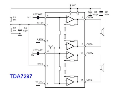 TDA7379 TDA7377 TDA7375 TDA7297 TDA7391 TDA7292 Board Schematic