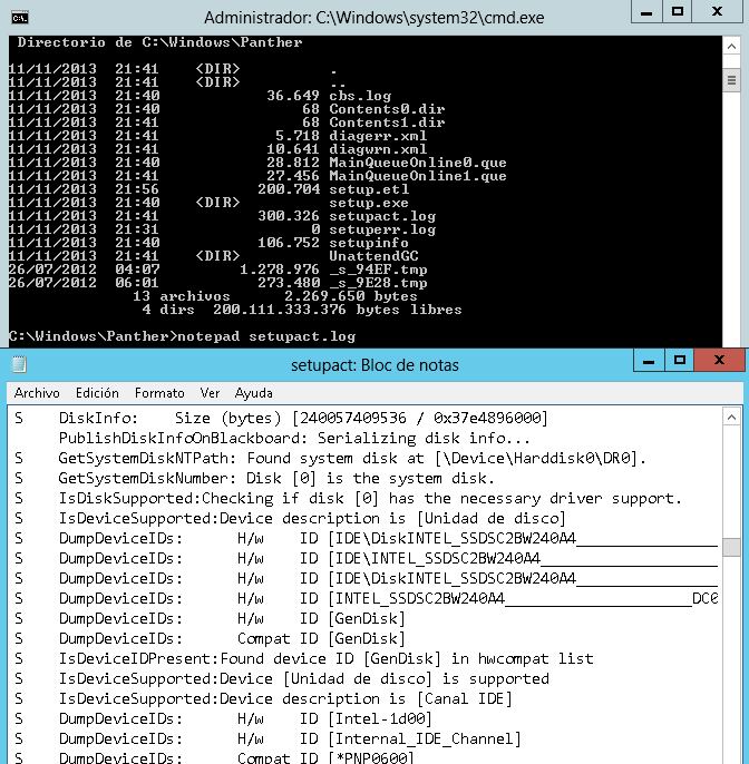 Logs sobre la instalación de Windows | SYSADMIT