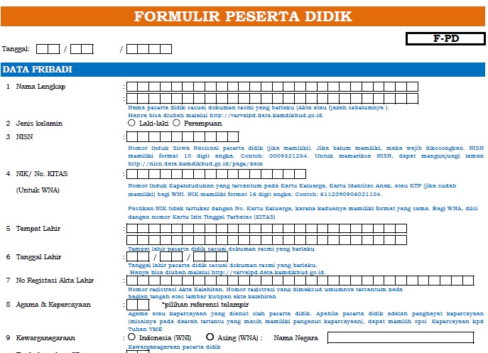 Download Formulir Peserta Didik dan PTK Dapodik 2019 - OPS BUKAL