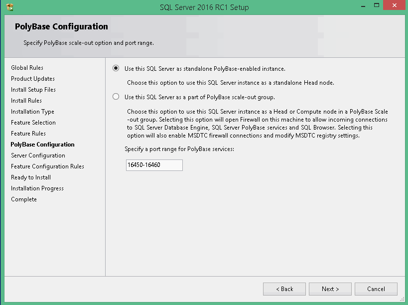 SQL Server Techniques: Installing Polybase for SQL Server 2016 RC1