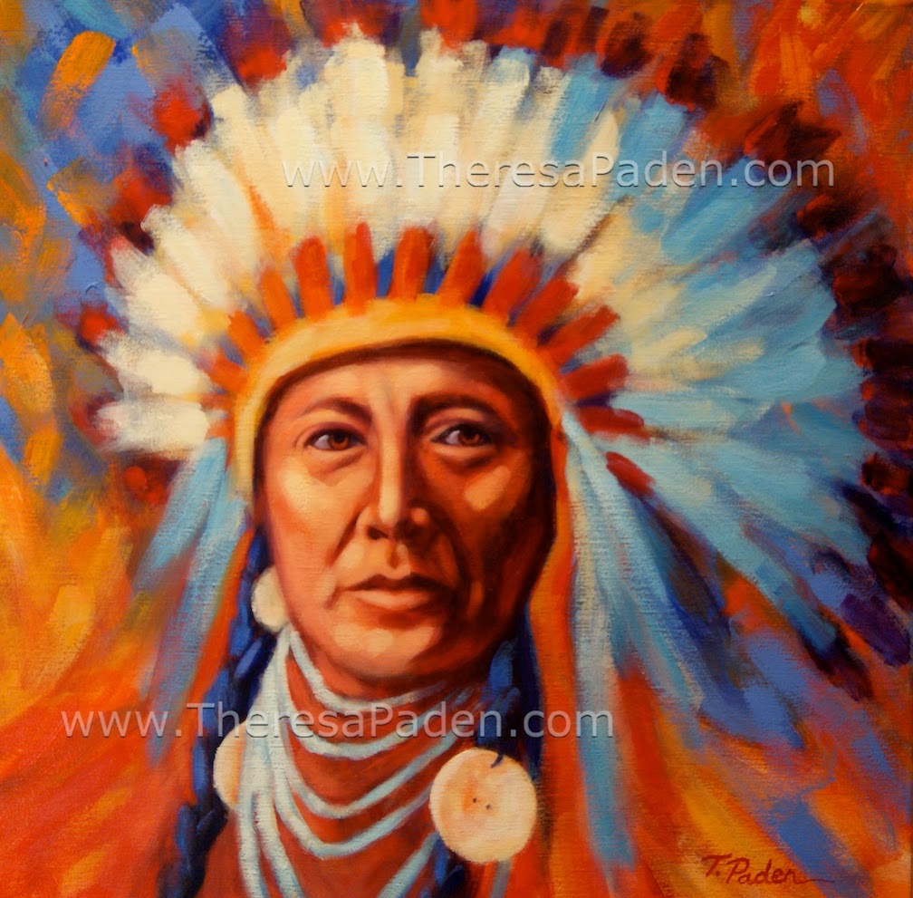 Native American Indian Chief Painting by Theresa Paden